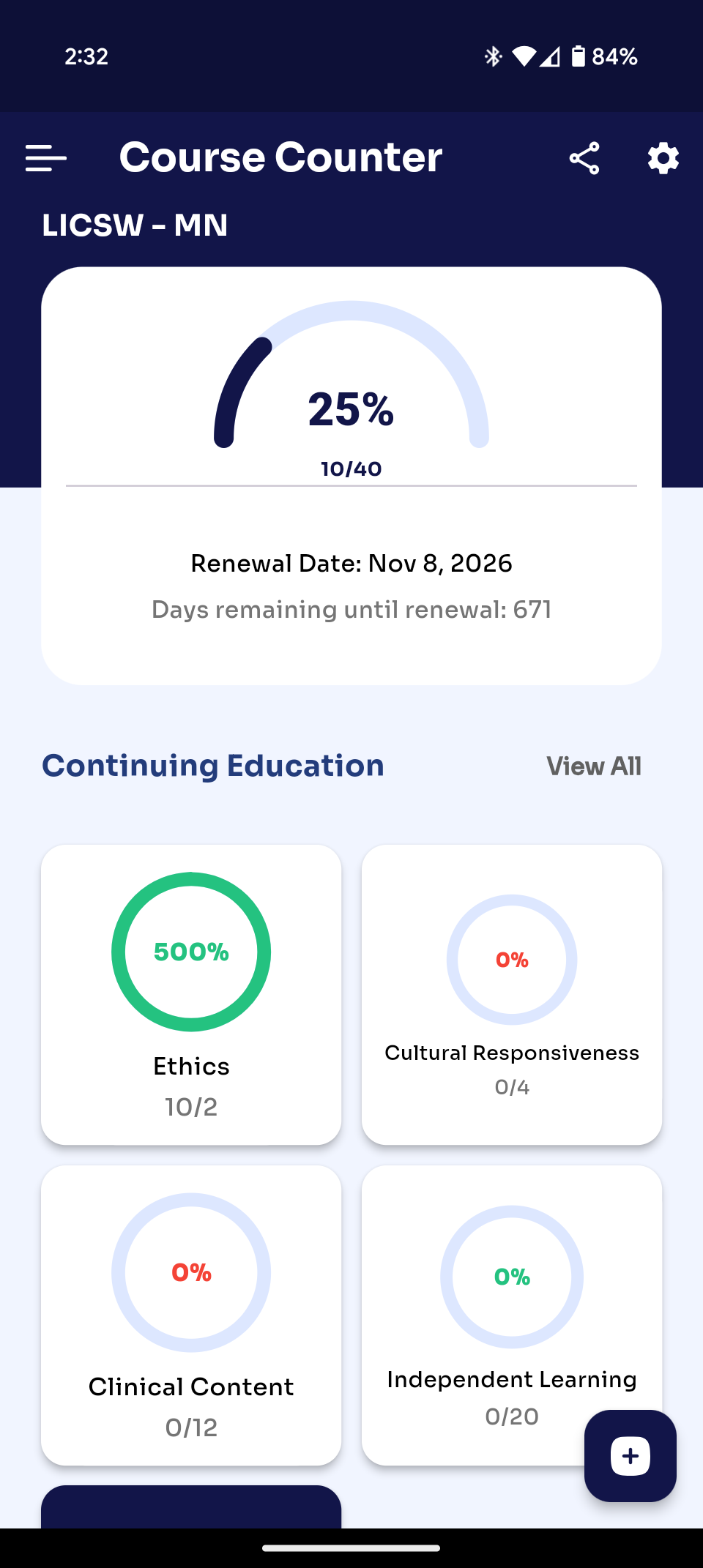 Course Counter - Continuing Education Tracking, Simplified